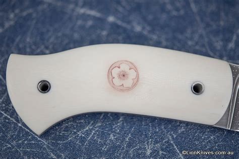 Paul's Knives Custom Knife Carved White Juma Handle, RWL-34 Blade ...