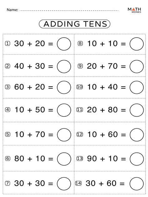 Adding Tens Worksheet Pdf