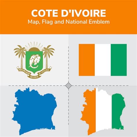 Premium Vector | Cote d'Ivoire Map, Flag and National Emblem