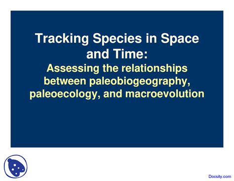 Tracking Species Paleontology Lecture Slides Docsity