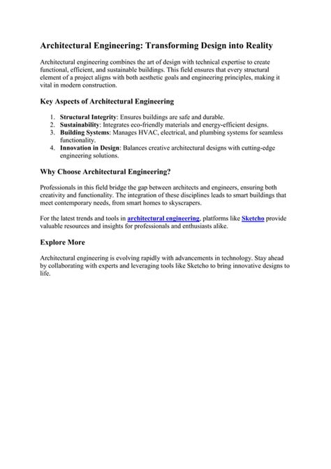 Architectural Engineering Transforming Design Into Realitypdf
