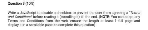 Solved Question Write A Javascript To Disable A Chegg