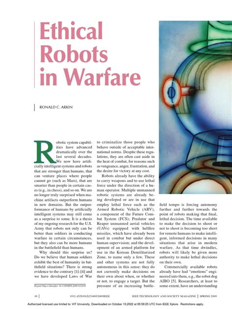 Ethical Robots In Warfare Pdf Robot Robotics
