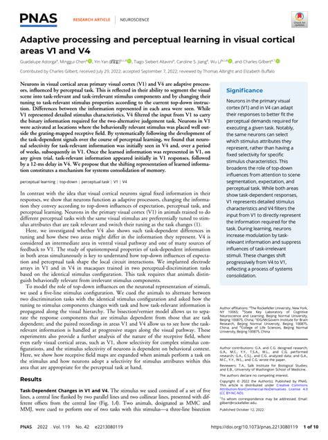 pdf adaptive processing and perceptual learning in visual cortical