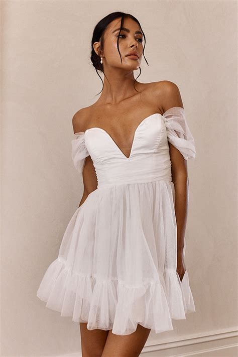 Shop The Pixi Off Shoulder Lace Up Back Mini Dress White Selfie Leslie
