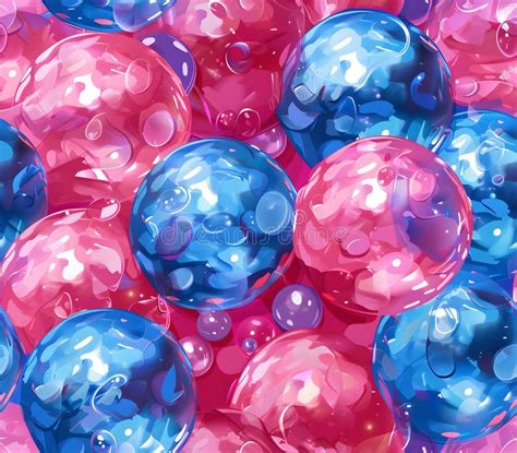 Vibrant Pink And Blue Spheres With Bubbles Background Bright Colorful And Playful Abstract