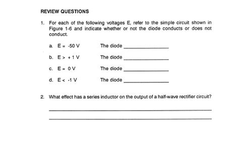 Review Questions 1 For Each Of The Following Voltages E Refer To The