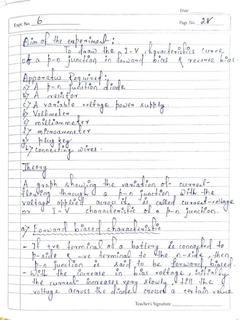 Expt6 I V Characteristic Curve Of P N Junction Diode Download Free