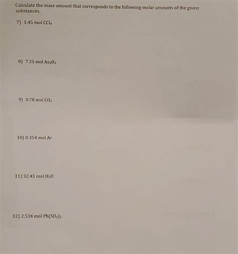 Solved Calculate The Mass Amount That Corresponds To The Chegg Com