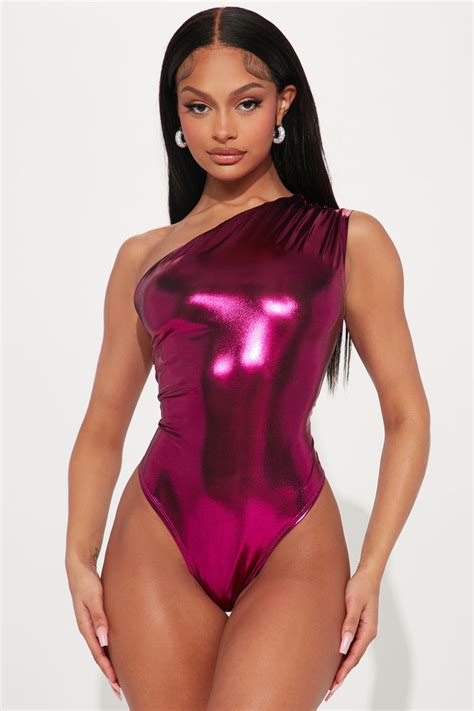 Stella Metallic Bodysuit Fuchsia Fashion Nova Bodysuits Fashion Nova