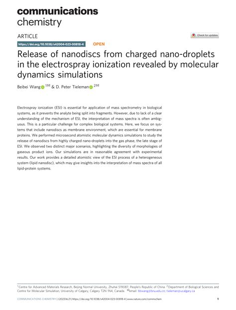PDF Release Of Nanodiscs From Charged Nano Droplets In The