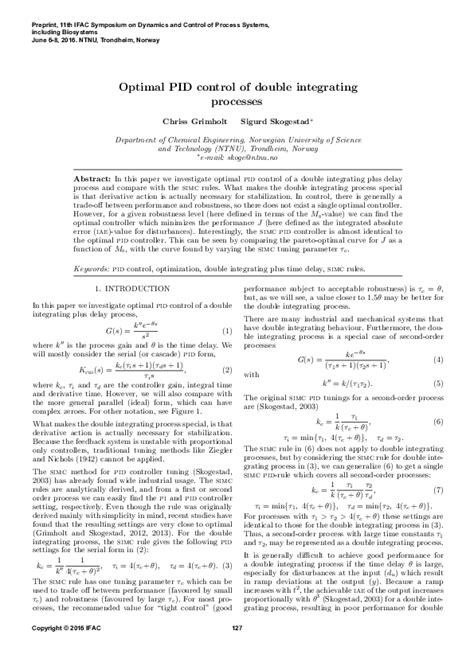 pdf optimal pid control of double integrating processes
