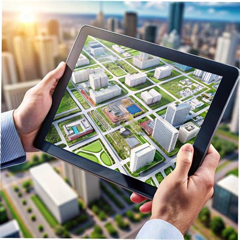 Close Up Of A Digital Tablet Displaying A Virtual Map Smart City And