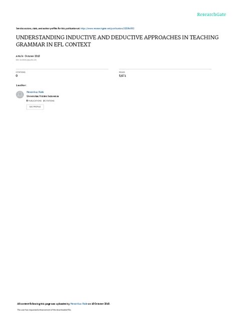 Understanding The Benefits Of Combining Inductive And Deductive Approaches In Teaching Grammar