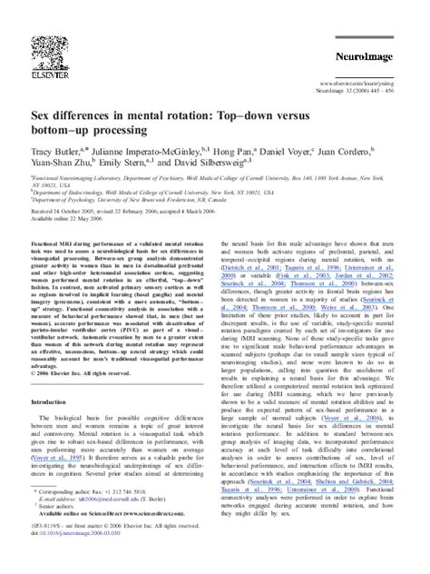 Pdf Sex Differences In Mental Rotation Topdown Versus Bottomup