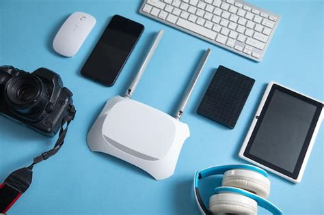 Premium Photo Wi Fi Router With A Tablet Phone Computer Keyboard And
