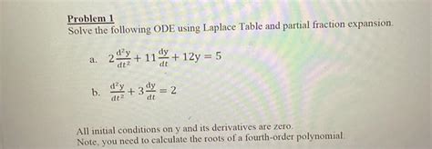 Solved Problem 1 Solve the following ODE using Laplace Table | Chegg.com