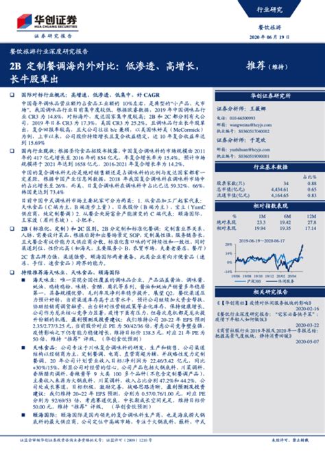 餐饮旅游行业深度研究报告：2b定制餐调海内外对比：低渗透、高增长，长牛股辈出