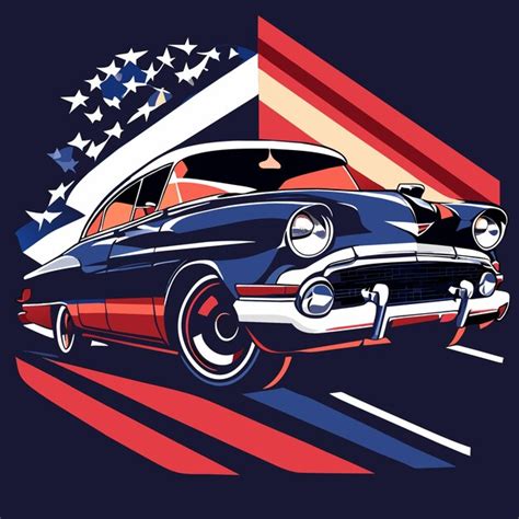 Premium Vector Retro Car Illustration Patriotic Design Element