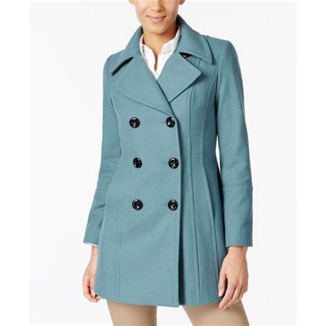 Anne Klein Double Breasted Wool Blend Peacoat 167 Liked On Polyvore