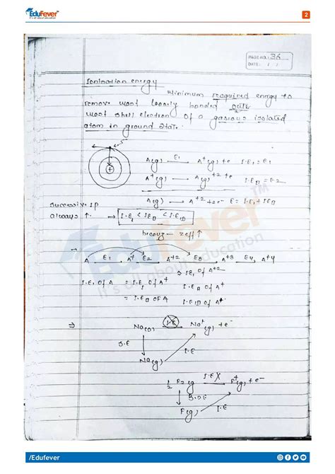 Ionisation Energy Chemistry Handwritten Notes Pdf
