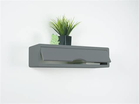 Gray Contemporary Floating Shelf Floating Cabinets Spark Shell Craft