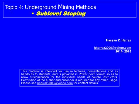 Pdf Sublevel Stoping Underground Mining Methods