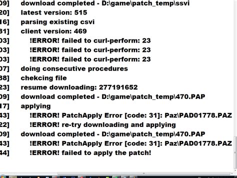 [general gameplay] error failed to apply patch