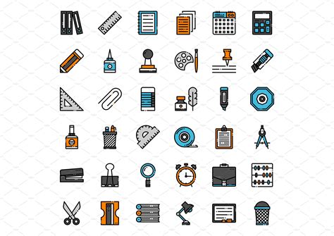 36x3 Stationary Icons Masterbundles
