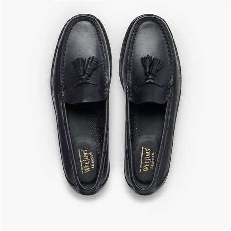 Black Soft Leather Loafers Mens Weejuns Larkin Tassel Loafers Ghbass