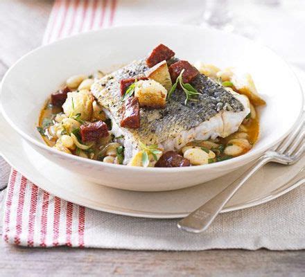 Pan Fried Hake White Bean Chorizo Broth Recipe Bbc Good Food