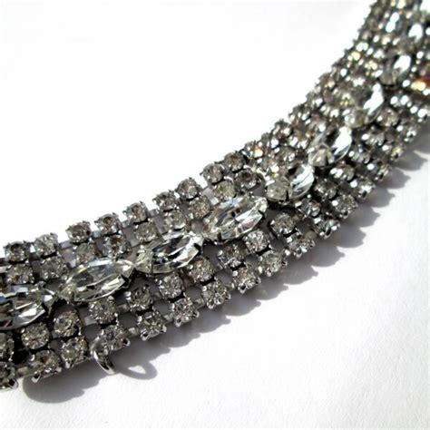 Five Row Rhinestone Bracelet Etsy
