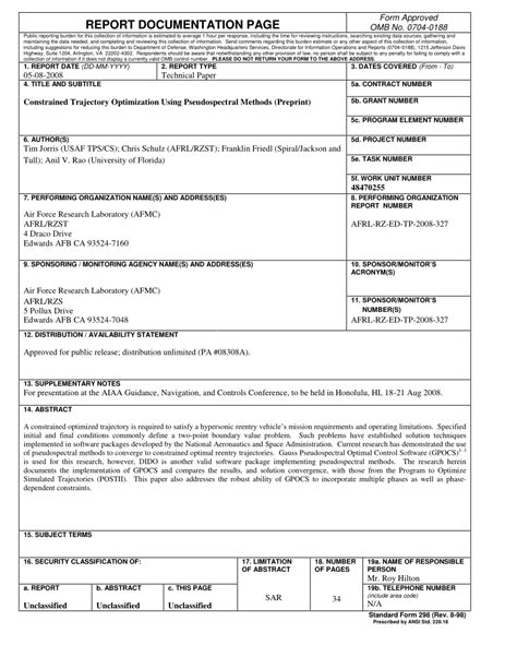 Pdf Constrained Trajectory Optimization Using Pseudospectral Methods