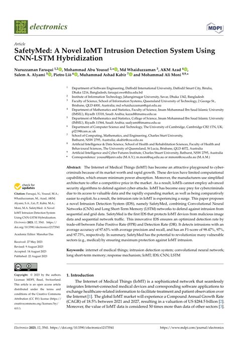 Pdf Safetymed A Novel Iomt Intrusion Detection System Using Cnn Lstm