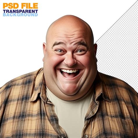 Un Portrait Dun Gros Gros Homme Au Gros Nez Souriant Cheveux Chauves