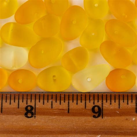Frosted Glass Pebbles Lemon Yellow 8 Inches Funkyprettybeads
