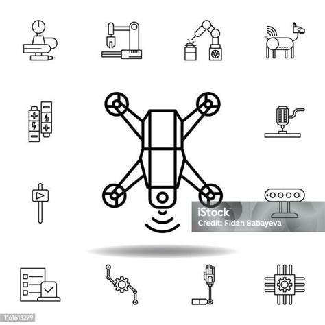 Icône De Contour De Drone Robotique Ensemble Dicônes Dillustration