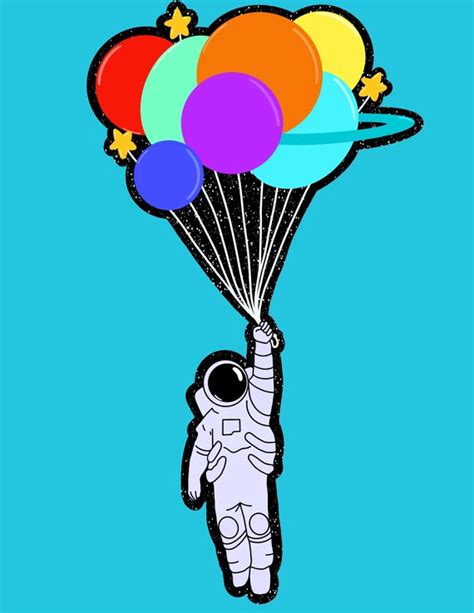 Astronaut Holding Planet Balloons Sticker Astronaut Sticker Etsy