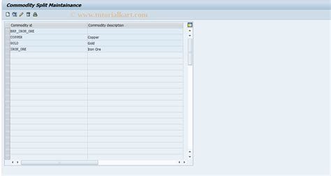 FTREX SAP Tcode Maintain Commodity Split Transaction Code