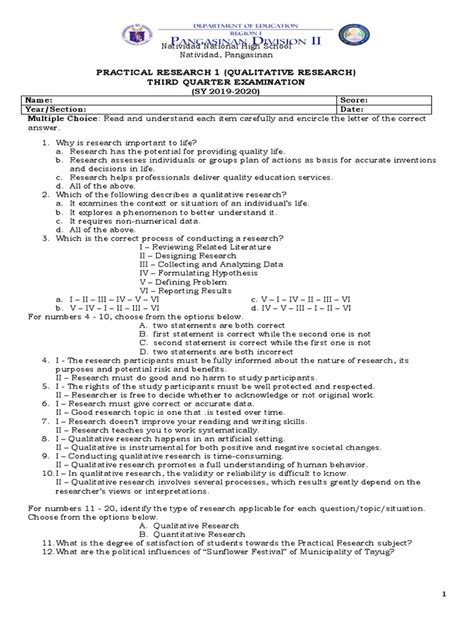 Midterm Exam In Practical Research 1 Download Free Pdf Qualitative