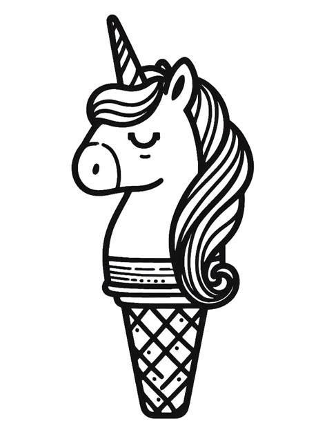 Coloriage Kawaii Glace Licorne télécharger et imprimer gratuit sur