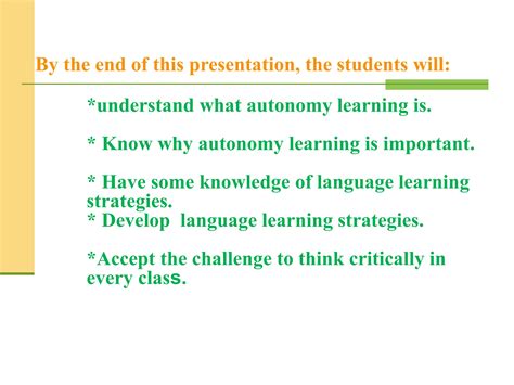 A Presentation On Autonomy Learningg Ppt