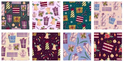 Ensemble De Vacances De Noël De Modèle Sans Couture De Dessin Animé