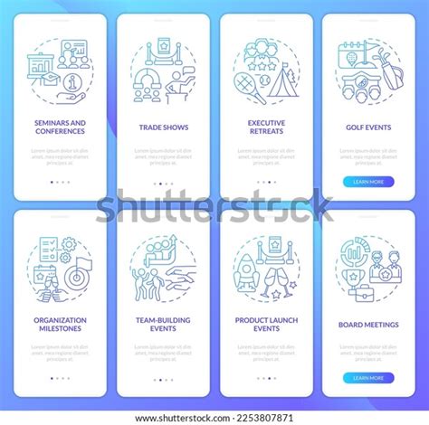 Types Corporate Events Blue Gradient Onboarding Stock Vector Royalty