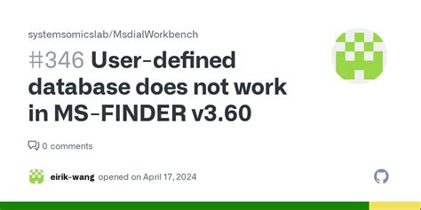 User Defined Database Does Not Work In Ms Finder V360 · Issue 346