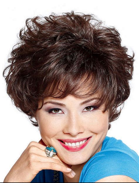 Brown Unique Layered Curly Short Wigs Short Silver Wig
