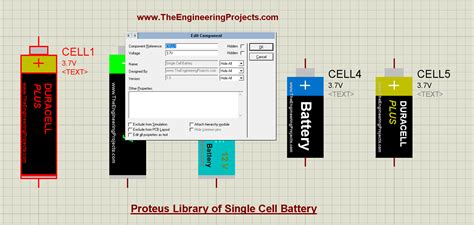 Proteus Library Of Single Cell Battery The Engineering Projects