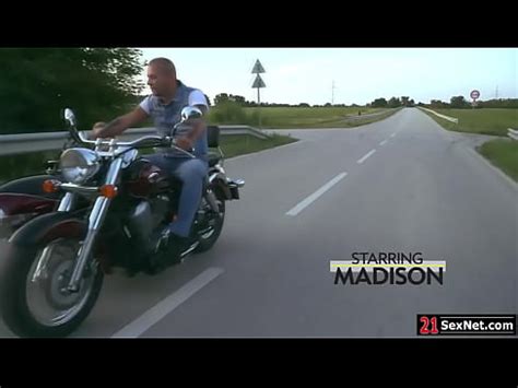 Madison McQueen Is Teasing Her Guy After Riding On His Bike She Strips Naked And Starts Kissing