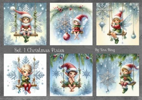 Christmas Pixie Set 1 Graphic By Tina Bing · Creative Fabrica