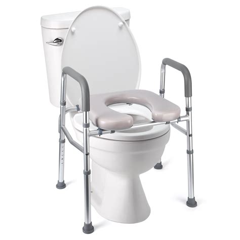 Raised Toilet Seat 350lb Stand Alone Homecare Commode Bathroom Assist